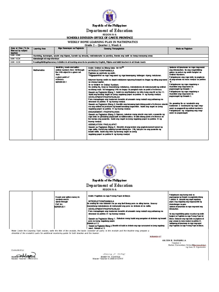 WHLP Math Week 4 | PDF
