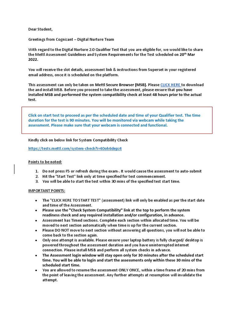 Mettl Assessment Guidelines - DN2.0 - Pro | PDF | Laptop | Computing