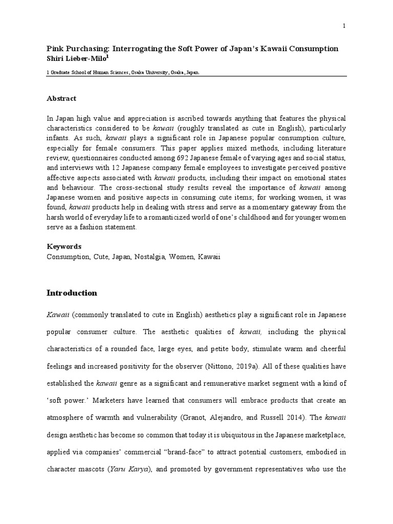 Pink Purchasing Interrogating The Soft Power of Japan's Kawaii ...