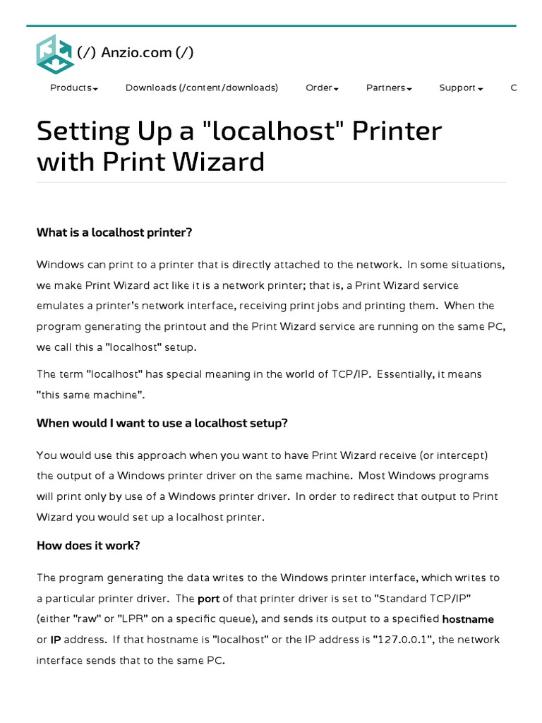 Setting Up a _localhost_ Printer with Print Wizard _ Anzio.com | PDF | Computer Network ...