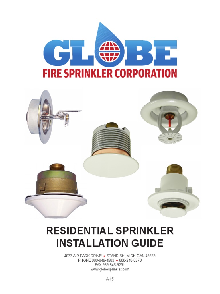 Globe Residential Sprinkler Installation Guide | PDF | Fire Sprinkler ...