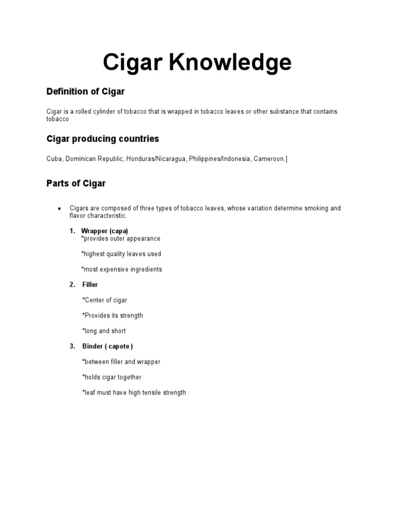 Cigar Knowledge Manual | Download Free PDF | Cigar | Tobacco