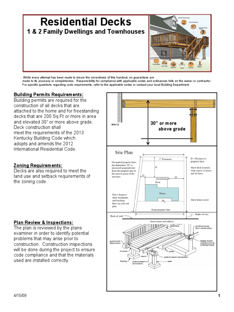 Kentucky Residential Deck Building Guide | PDF | Stairs | Framing ...