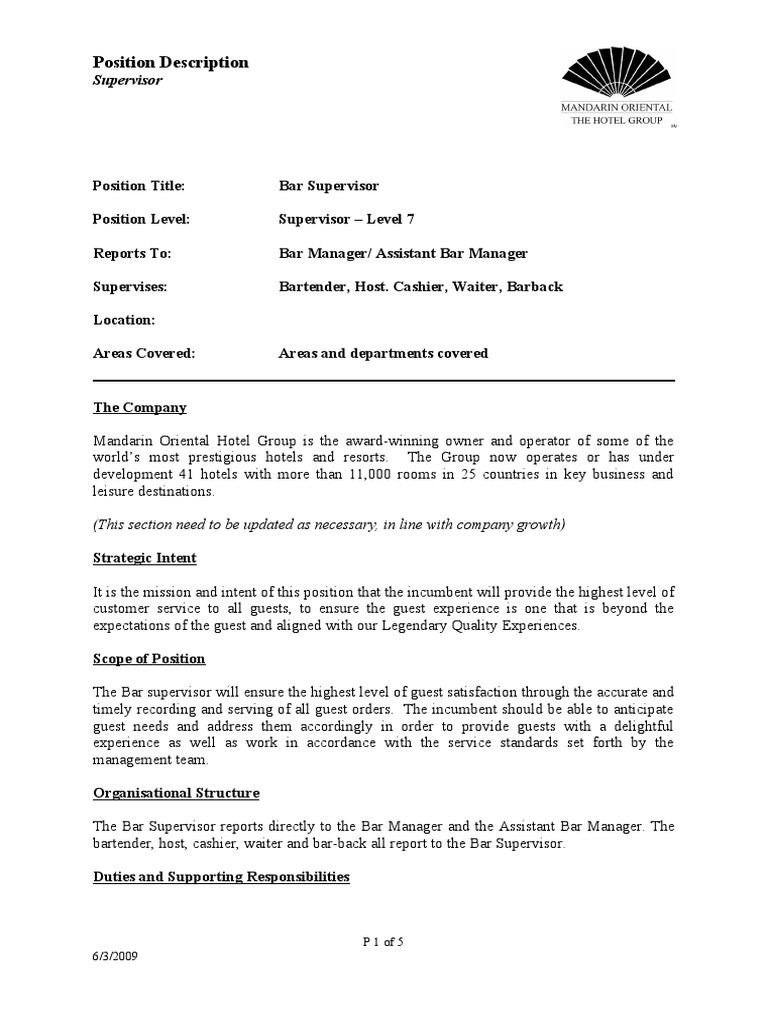 Level 7 - Supervisor - Bar Supervisor | PDF | Restaurants | Safety