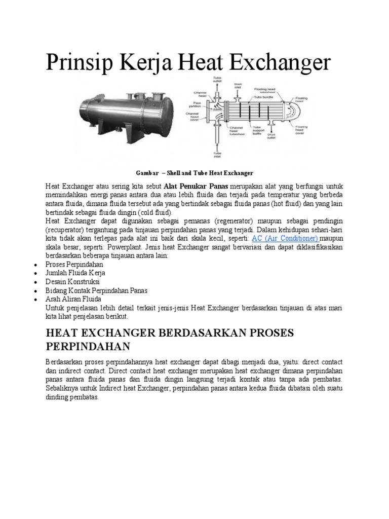 Jenis dan Prinsip Kerja Heat Exchanger | PDF