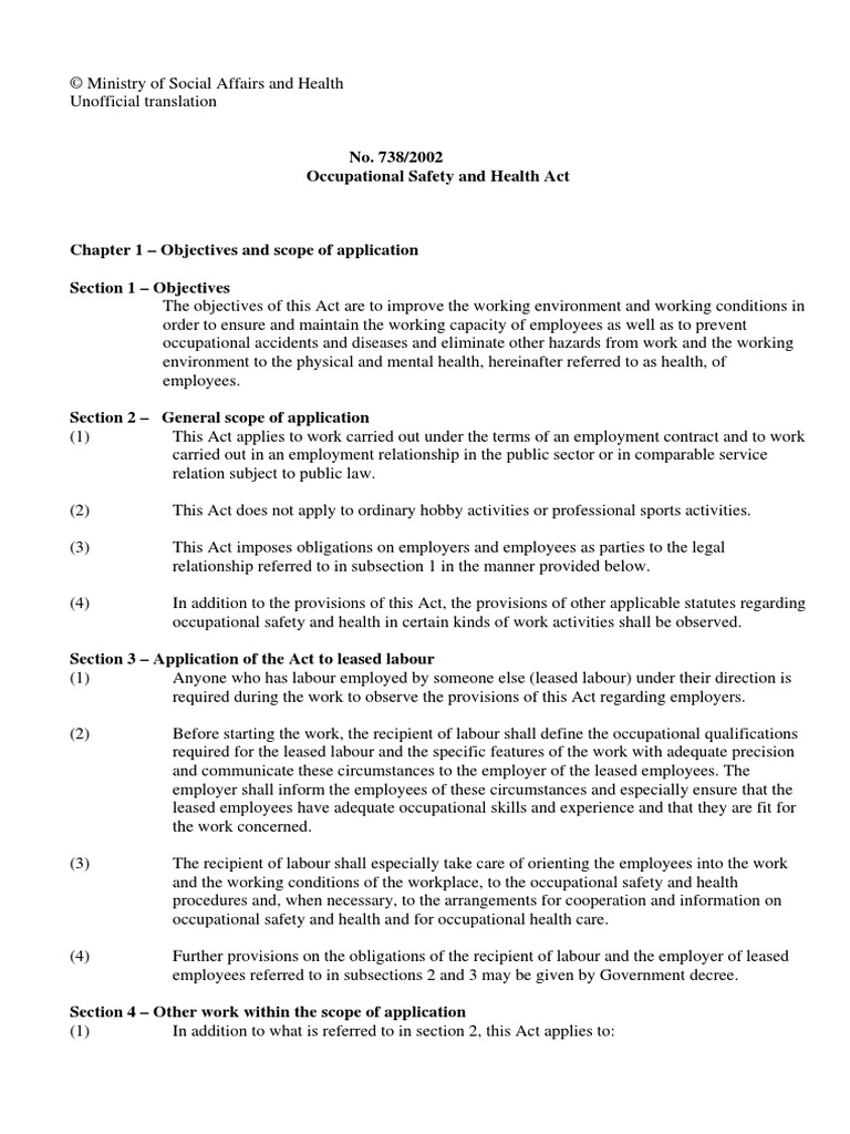 Occupational Safety and Health Act | PDF | Occupational Safety And ...