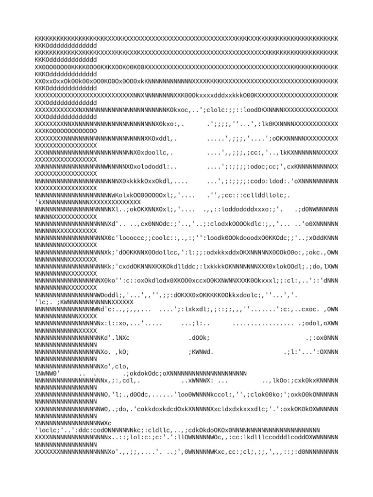 Una colección de caracteres sin sentido que podría representar un documento encriptado o ...