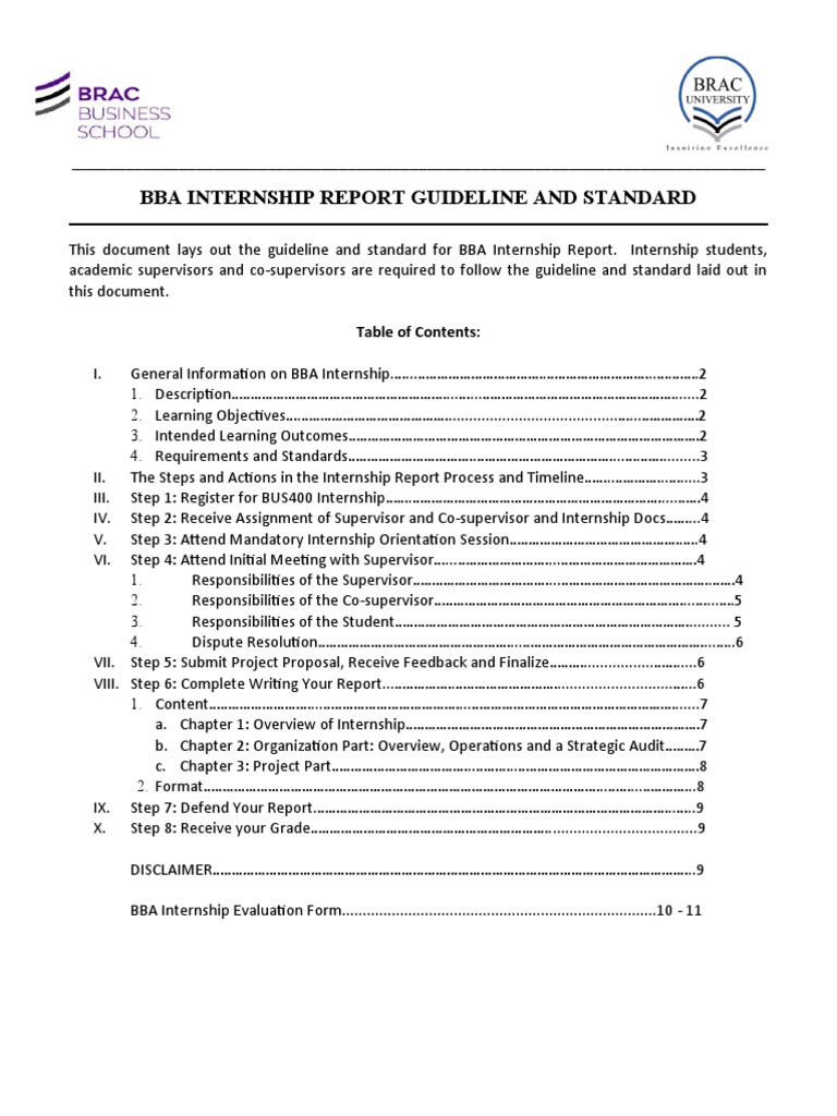BBA Internship Guideline and Standard Summer 2022 | PDF | Marketing ...