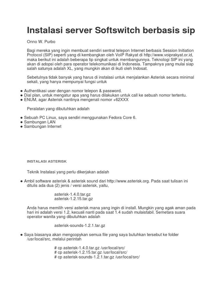 Instalasi Server Softswitch Berbasis Sip | PDF