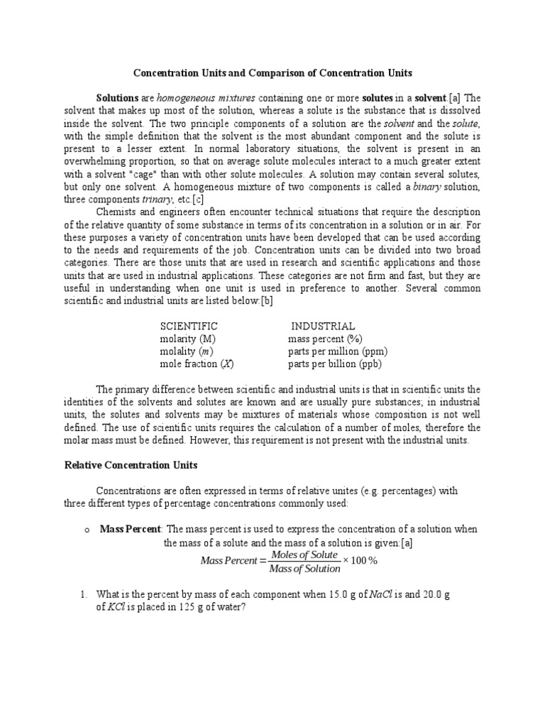 A Comprehensive Guide To Scientific And Industrial Concentration Units