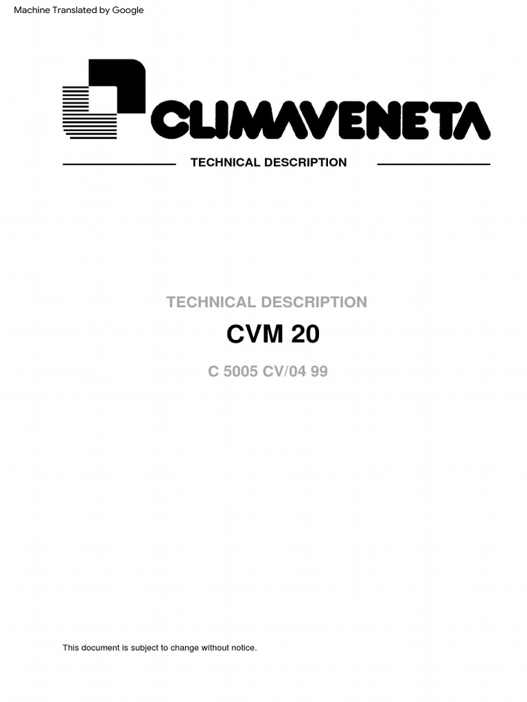 Climaveneta CVM 20 Manual | PDF | Relay | Switch