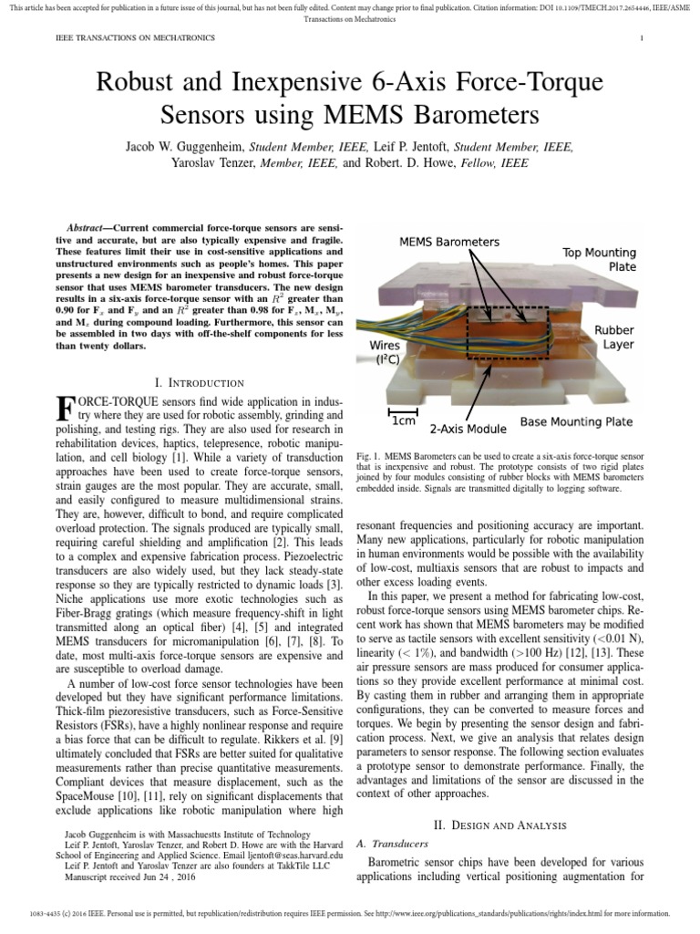 Robust and Inexpensive Six-Axis Force-Torque Sensors Using Mems ...