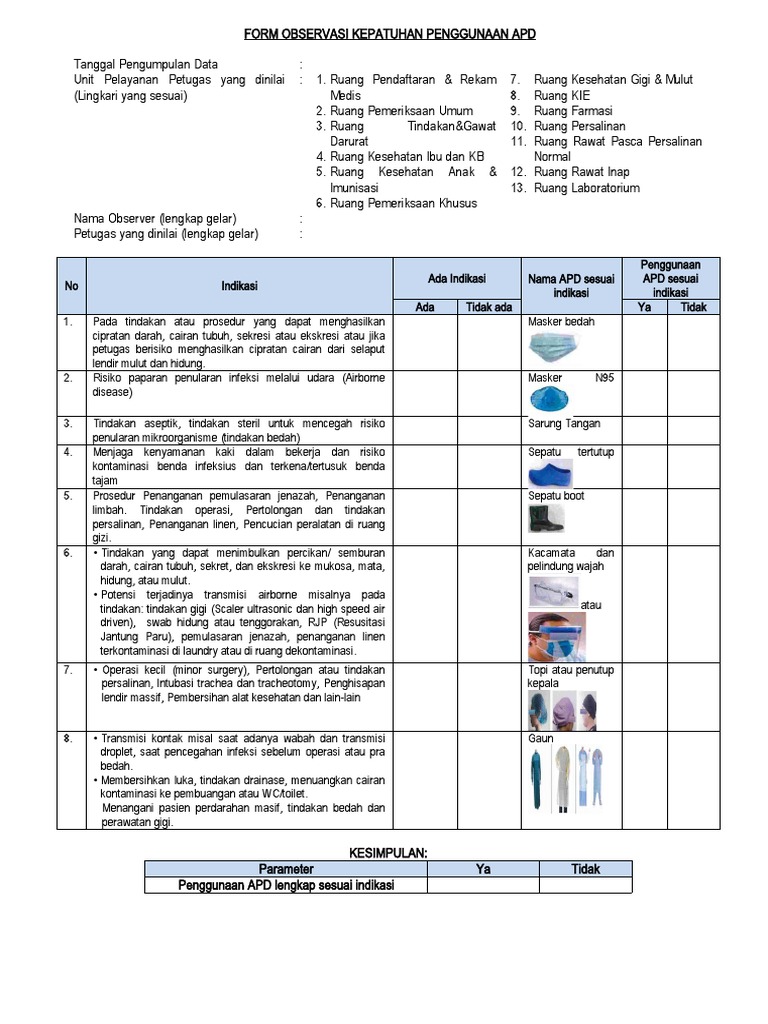 Form Kepatuhan Apd | PDF