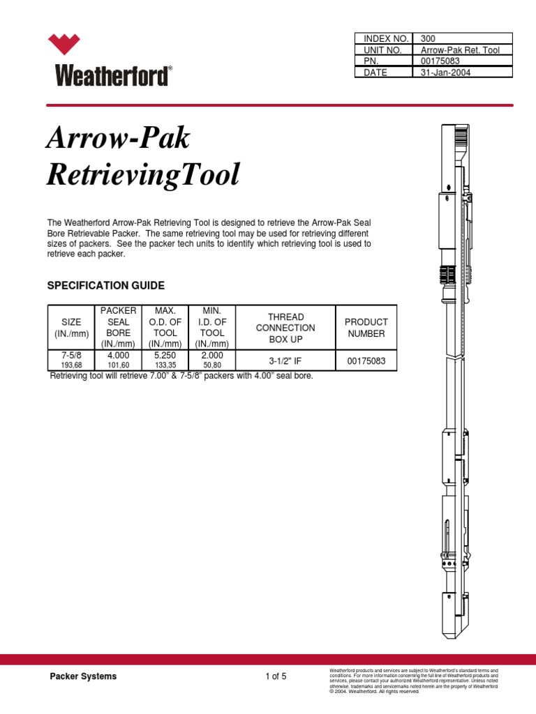 Arrow-Pak Retrievingtool: Specification Guide | PDF | Machines ...