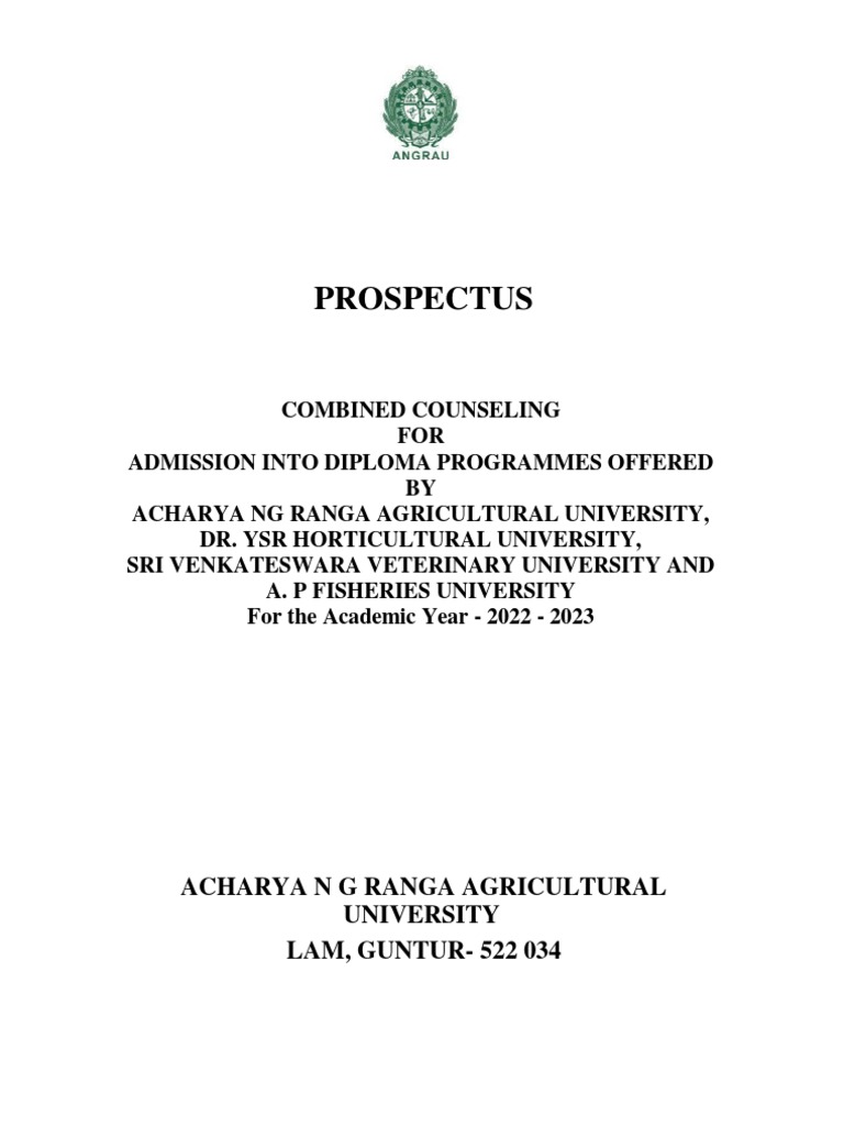 Adimissionpdfs Notification Angrau | PDF | University And College ...