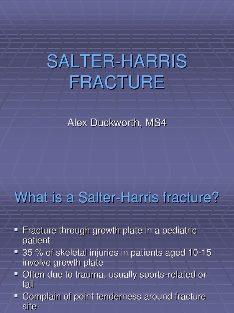 Salter Harris Fracture Alex Duckworth | PDF | Bone | Health Sciences