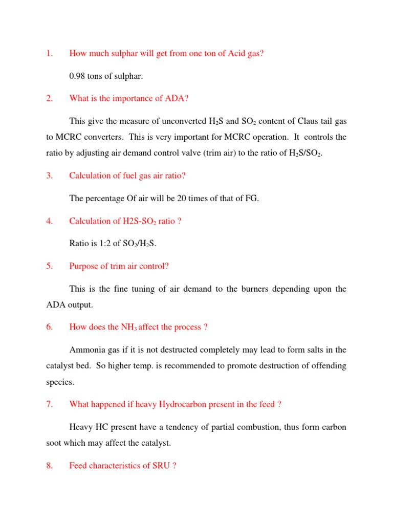 SRU Original | PDF | Sulfuric Acid | Ammonia