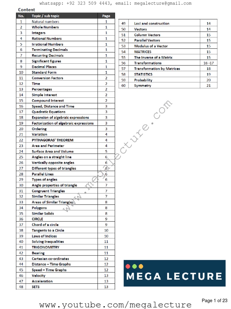 Gce o Level Mathematics Formula Booklet | PDF