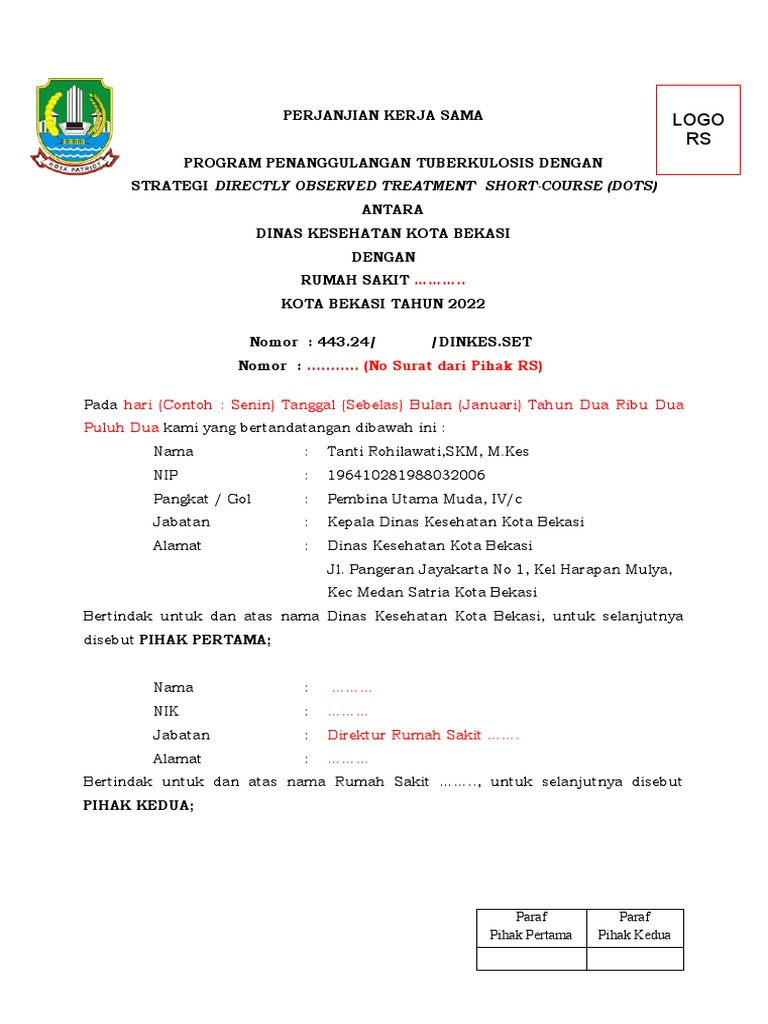 Draft Mou TB Dots Rs-Dinkes Kota Bekasi | PDF | Pengembangan Diri