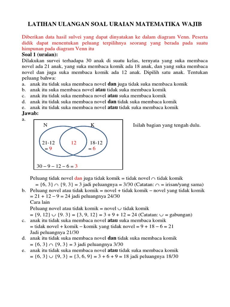 Bahan Ulangan Mat Wajib | PDF | Metode & Bahan Ajar