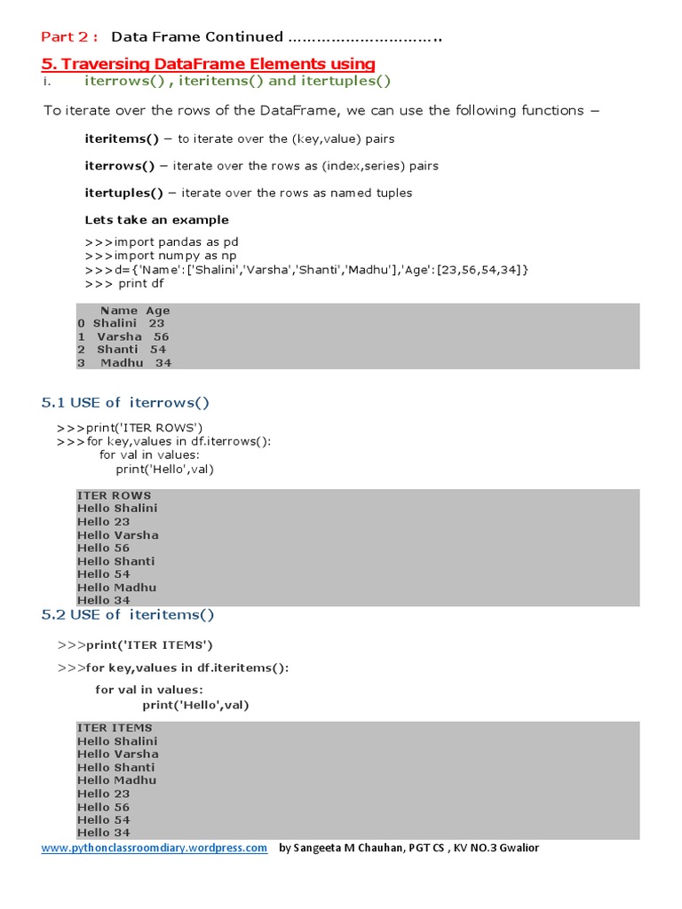 Traversing Dataframe Elements Using Iterrows Iteritems And Itertuples 3542