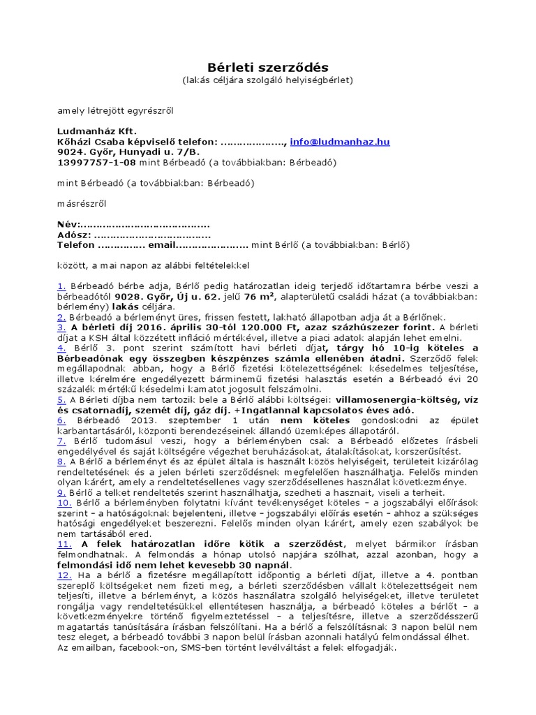 Berleti Szerzodes | PDF