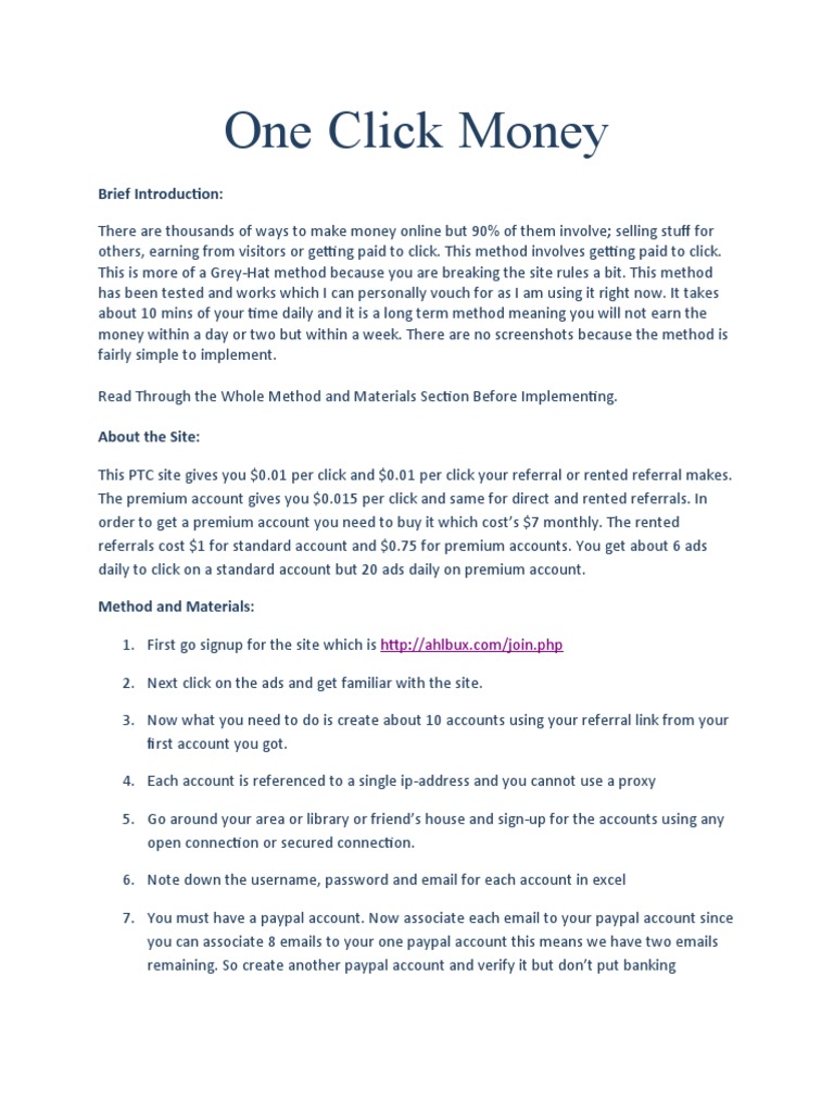 One Click Money | PDF | Pay Pal | Information Age