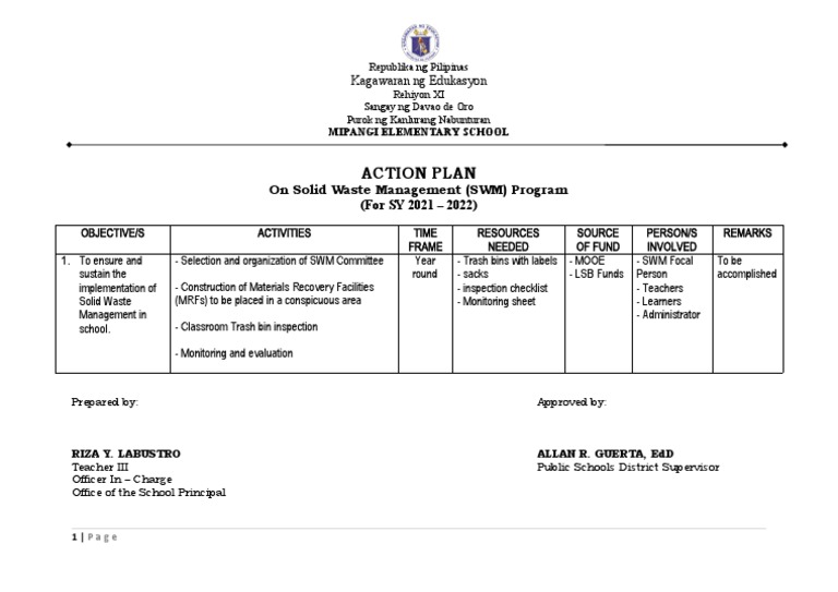 ACTION PLAN ON SWP | PDF