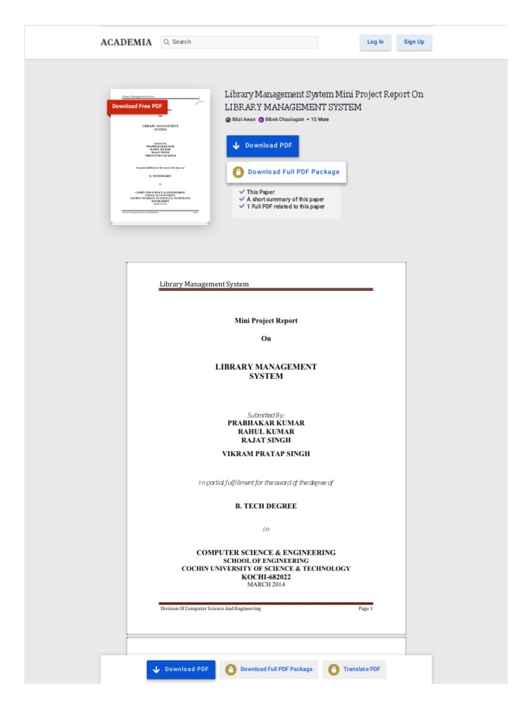 Library Management System Project Report | PDF | Engineering | Science