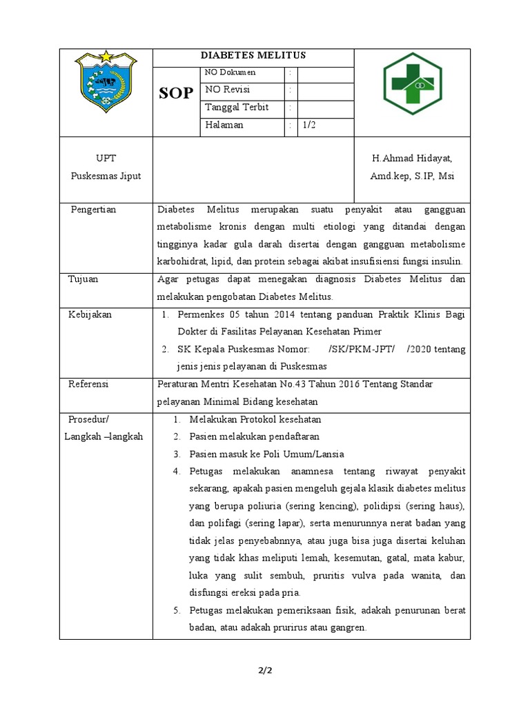 SOP Diabetes Melitus | PDF