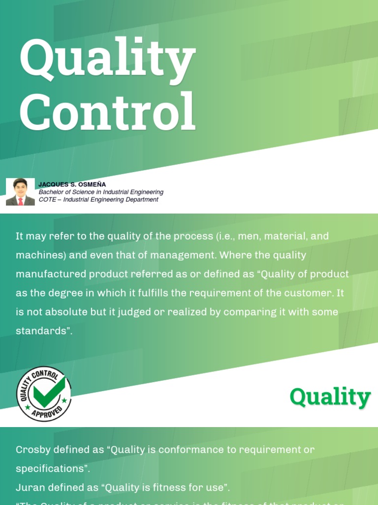 Lesson 6 - Quality Control | PDF | Quality (Business) | Quality Management