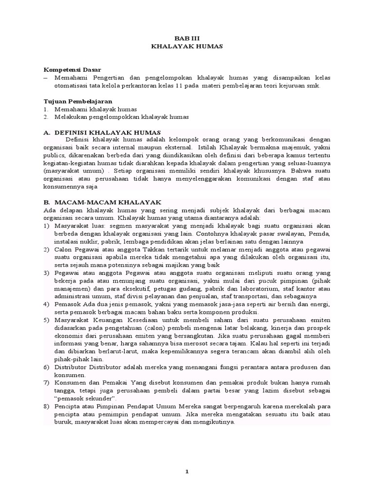 Bab III Khalayak Humas | PDF