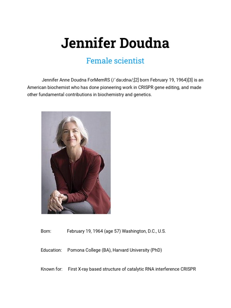 Jennifer Doudna: Female Scientist | PDF