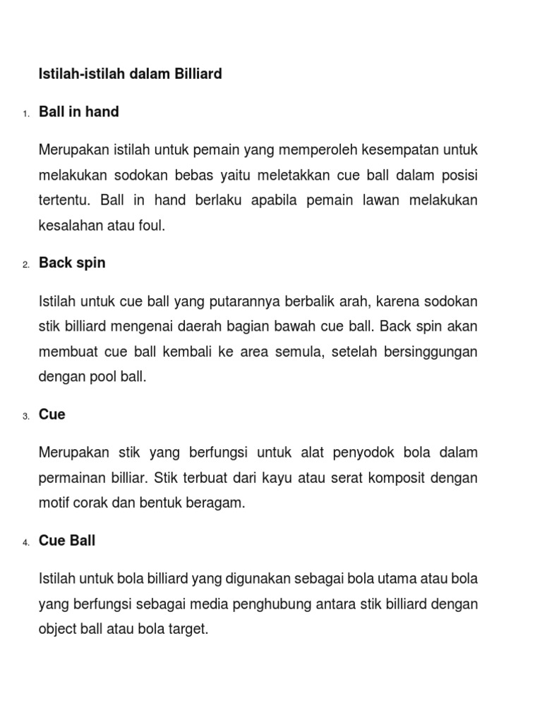 Istilah Dalam Billiard | PDF