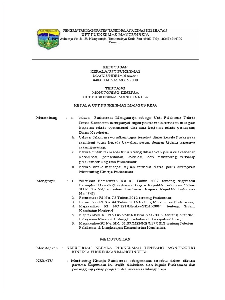 PDF SK Monitoring Kinerja | PDF