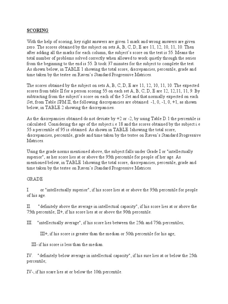 Scoring - SPM | PDF | Percentile | Statistics