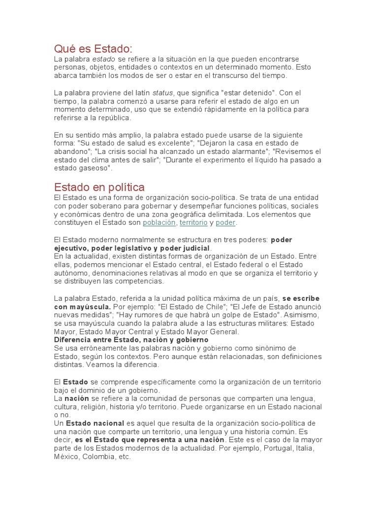 Qué Es Estado | PDF | Estado (política) | Nación