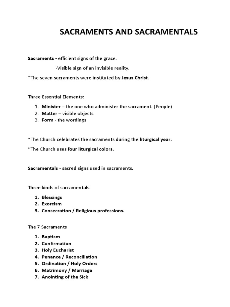 The Seven Sacraments and Sacramentals: A Comprehensive Overview of ...