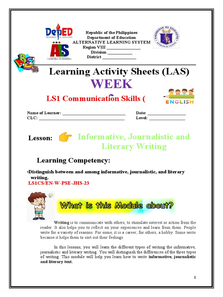 Week 2: Learning Activity Sheets (LAS) | PDF | News | Learning