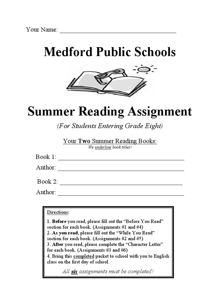 8th Grade Summer Reading Assignment | PDF | Plot (Narrative)