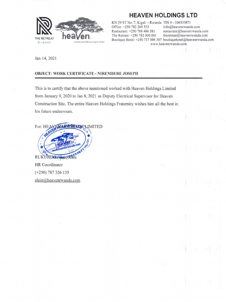 Work Certificate | PDF