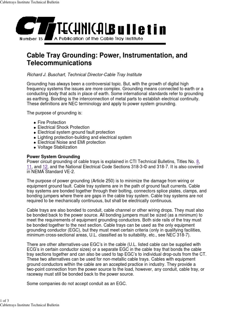 Cable Trays Institute Technical Bulletin 15 | PDF | Cable ...