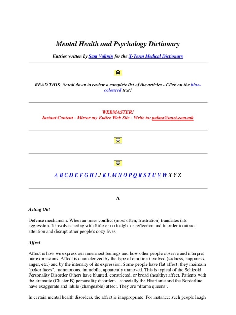Mental Health and Psychology Dictionary | Download Free PDF ...