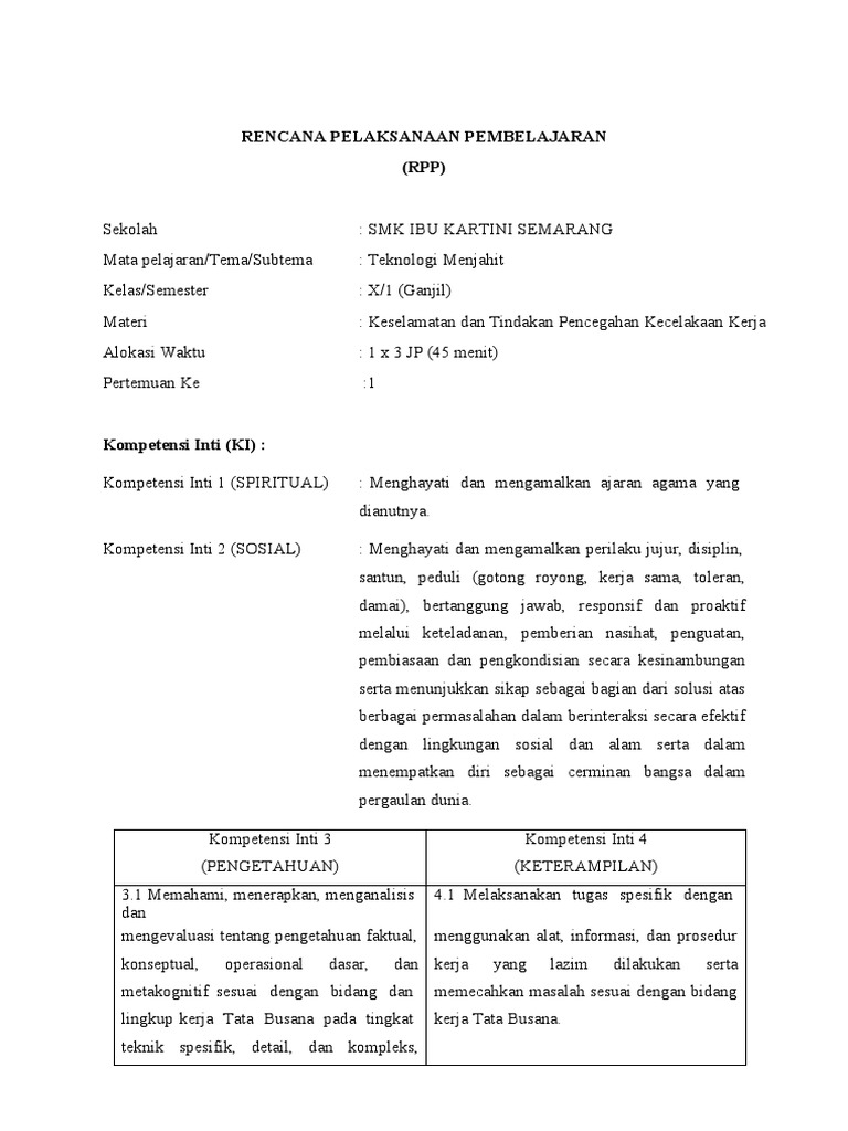 RPP Dan Materi K3 | PDF | Karier & Perkembangan