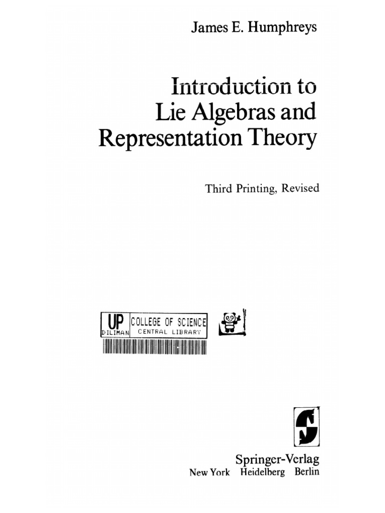 Humphreys - Introduction To Lie Algebras and Representation Theory | PDF