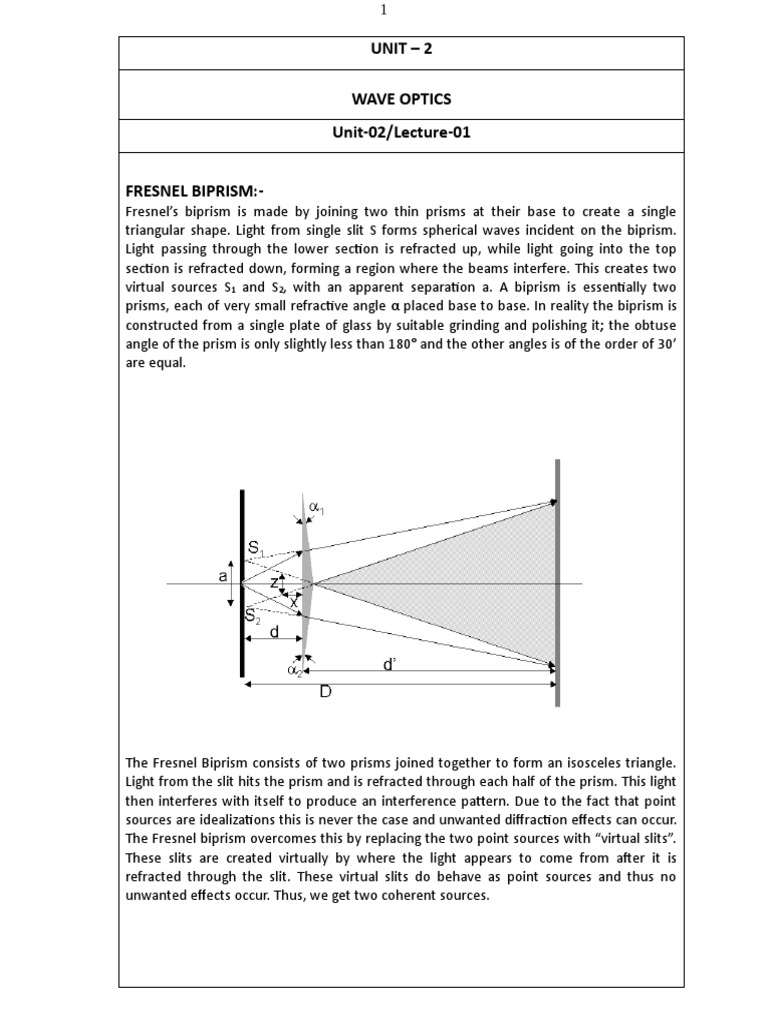 Be 201 Engineering Physics Unit 2 | PDF | Polarization (Waves) | Diffraction
