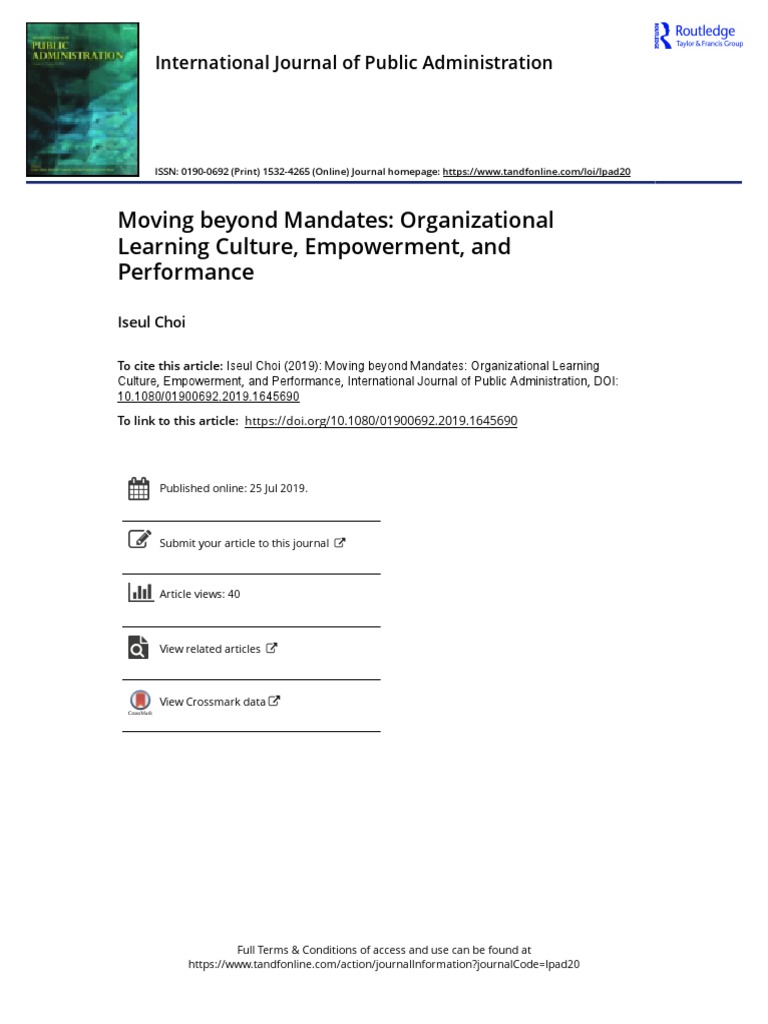 Moving Beyond Mandates: Organizational Learning Culture, Empowerment ...