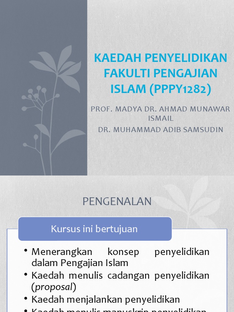 Kaedah Penyelidikan Pengajian Islam (Py1282) Sem2 20202021 | PDF