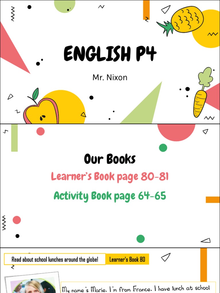 English P4-Unit 6 Lesson 1 (School Lunch) | Download Free PDF | Foods ...