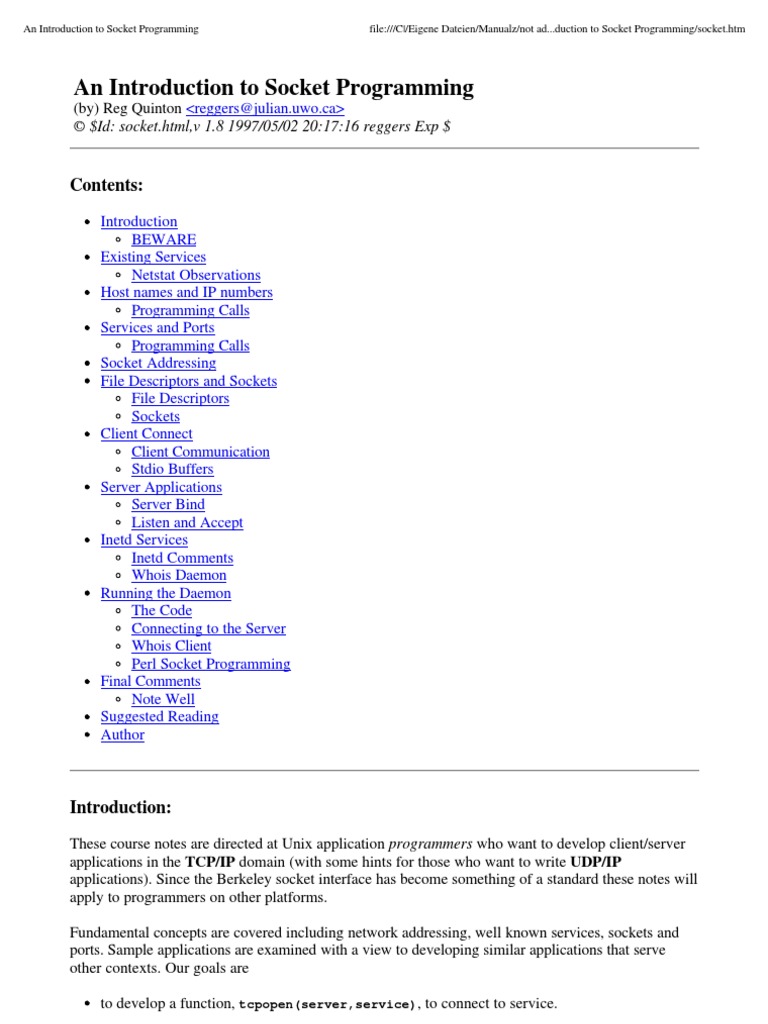C Network Introduction To Tcp Ip Socket Programming En